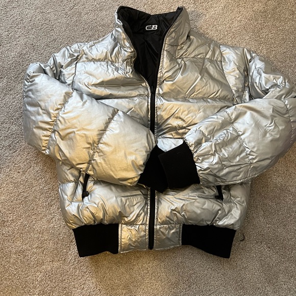 Cb Sport | Jackets & Coats | Cb Silver Reversible Down Bomber Jacket ...